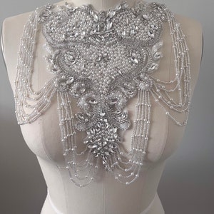 Silver Chain Shoulder Appliqués / Bodice Rhinestone Chain Applique ...