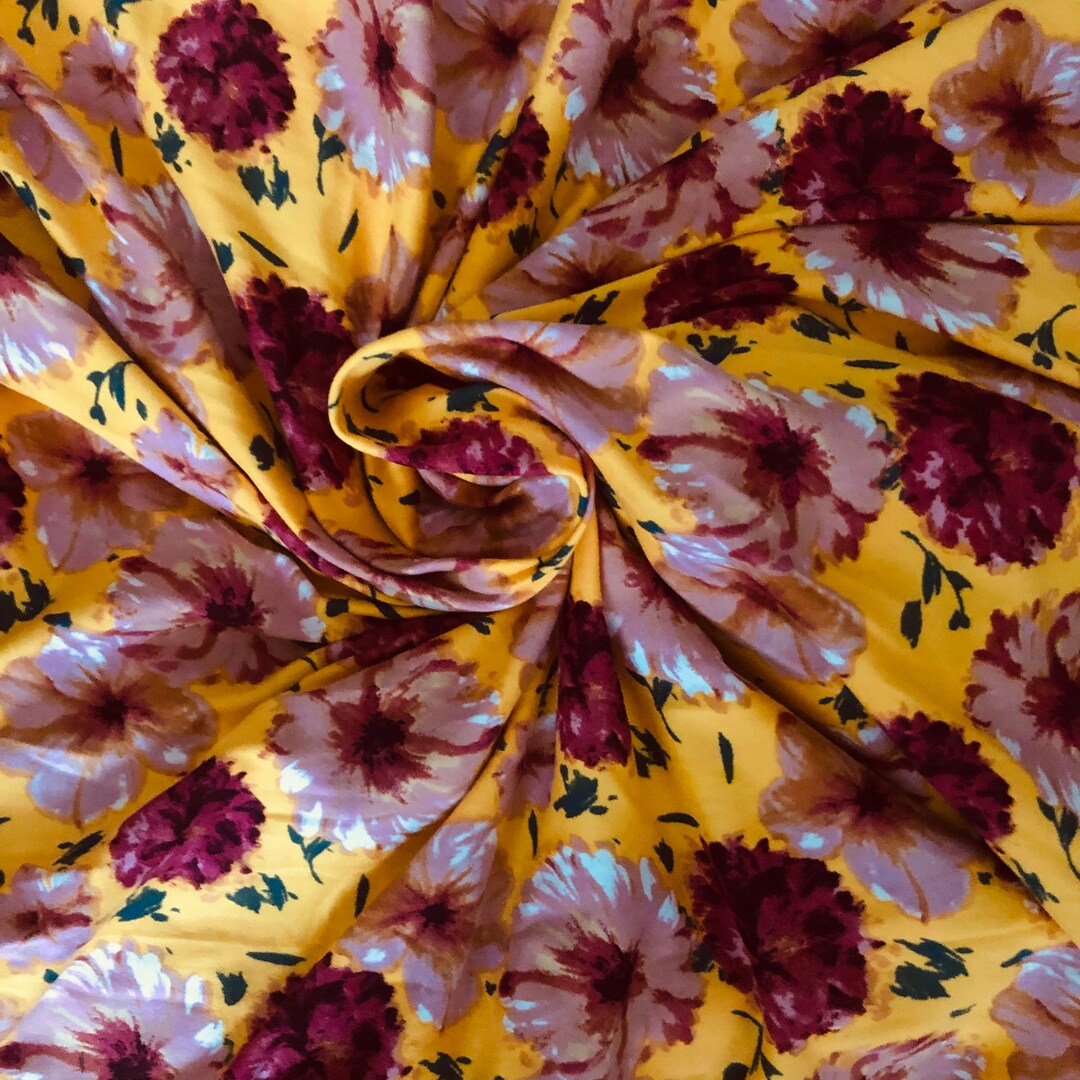 Floral Cotton 4 Way Stretch Lycra Fabric by the Yard - Etsy