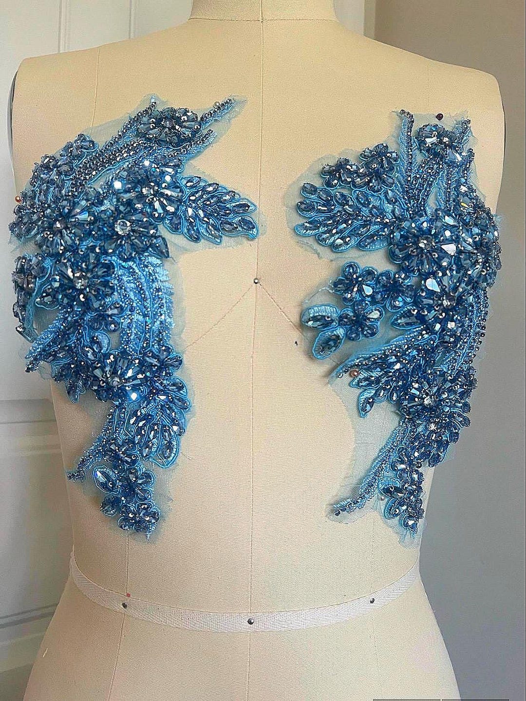 Turquoise Blue Rhinestone Applique Patch/blue Rhinestone Applique 018 ...