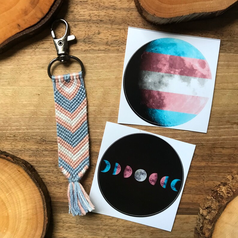 Trans Pride Keychain and Stickers Bundle // Moon Phases - Etsy