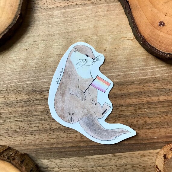 Lesbian Pride Otter Sticker | Etsy
