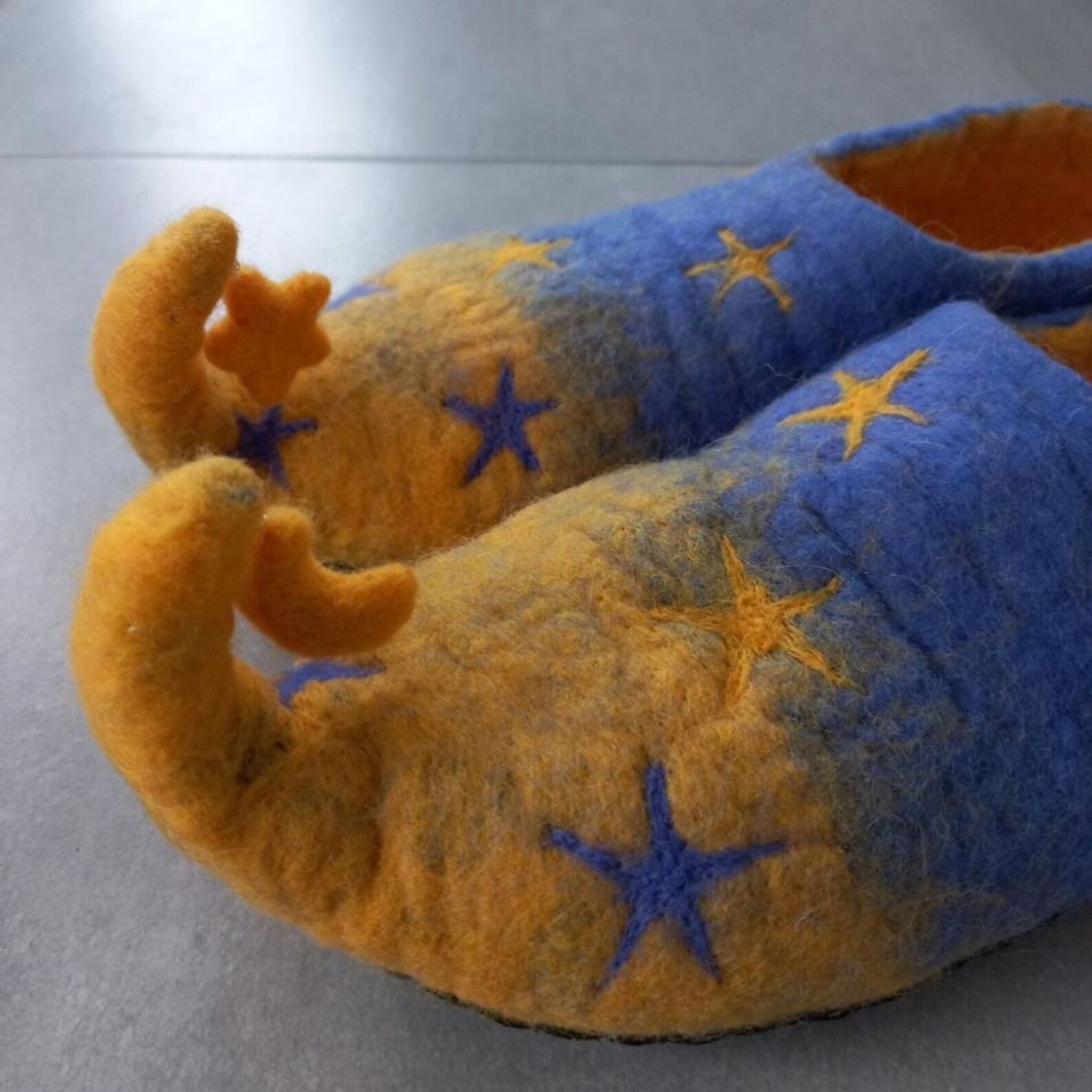 Merino Wool Handmade Slippers, Unique Felted Pattern With Stars Gift ...