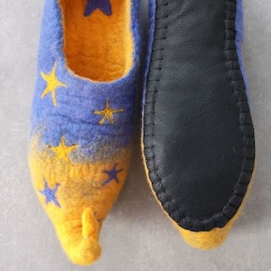Merino Wool Handmade Slippers, Unique Felted Pattern With Stars Gift ...