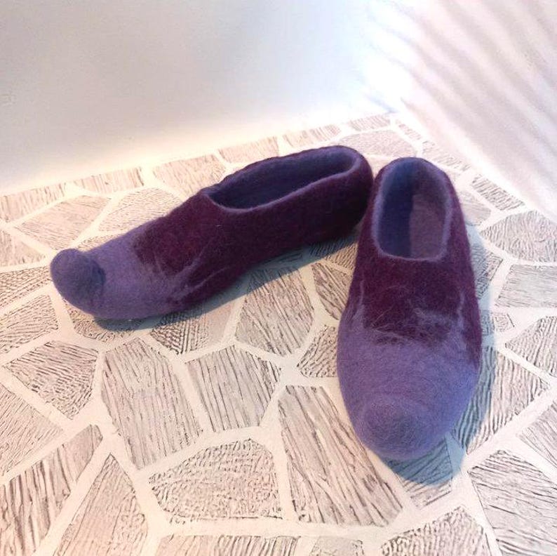 Elf Felt Slippers Handmade Unisex, Purple Wool House Shoes, Lavender to ...