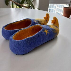 Merino Wool Handmade Slippers, Unique Felted Pattern With Stars Gift ...