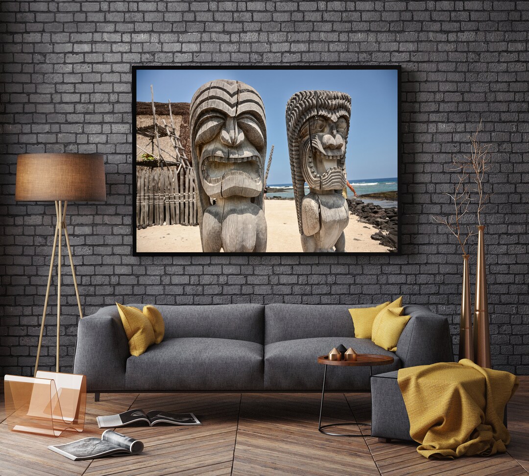 Wooden Tiki Art, Hawaiian Art, Wall Art, Canvas Art, Beach Photography ...