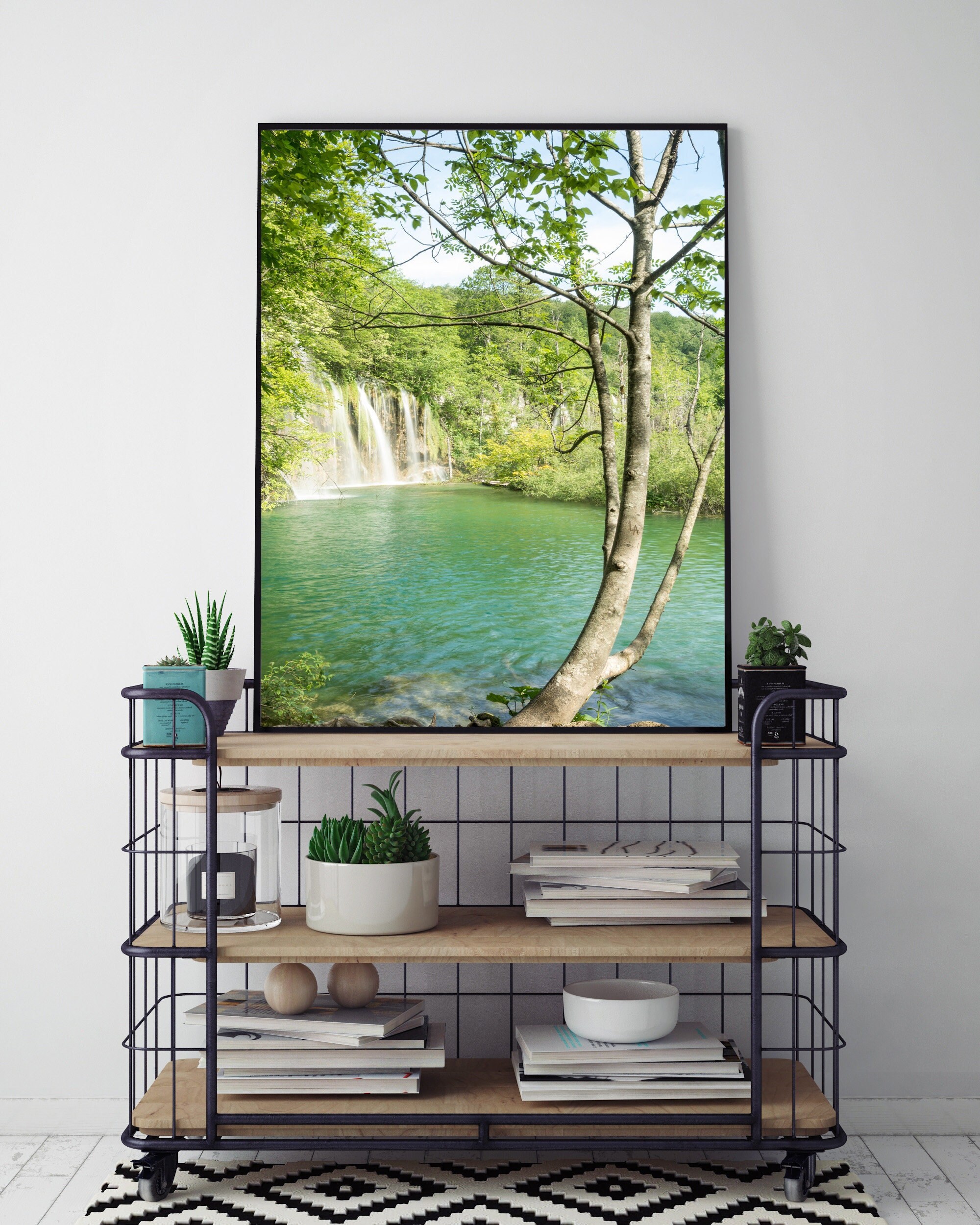 Light Blue Lake Photograph, Waterfall Picture, Croatia Wall Décor, Wall ...