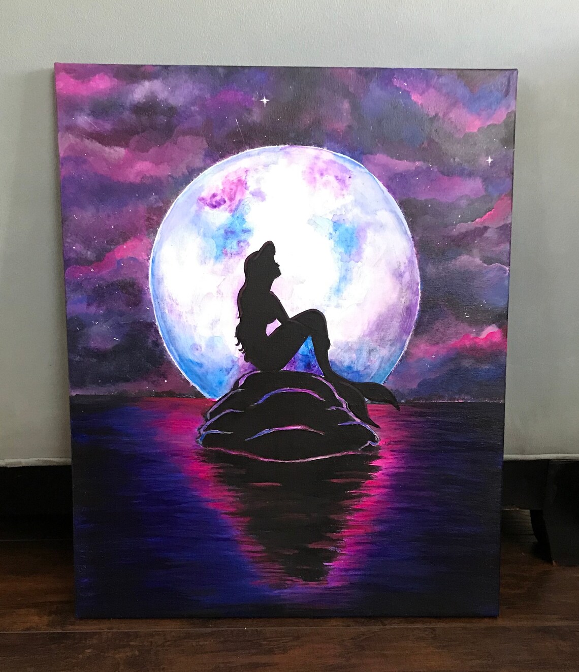 Mermaid Inspired Canvas Art Acrylic Mermaid Painting Galaxy Inspired ...