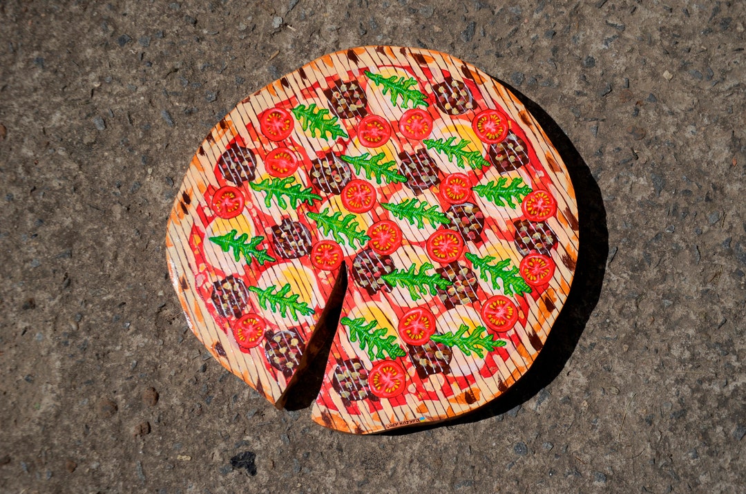 Wooden Pizza Wall Decor, Margherita Pizza Wood Slice Art, Funny ...