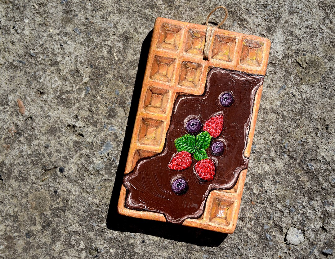 Wooden Fake Waffle With Berries Wall Decor One of a Kind, Birthday Gift ...