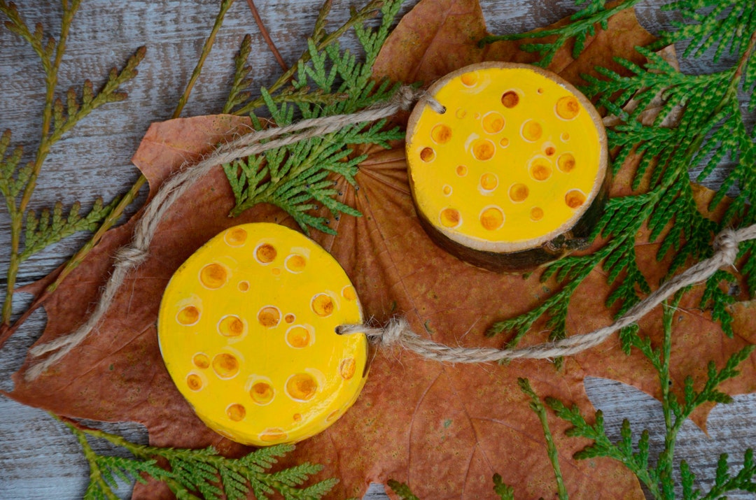 Wooden Cheese Ornament Hand Painted Personalized, Funny Small Foodie ...