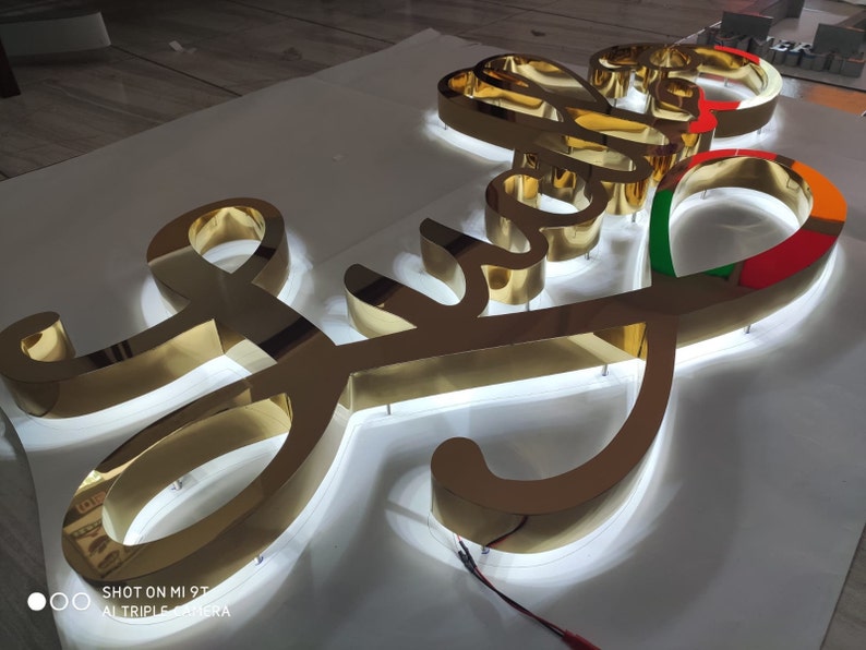 Gold Metal Signs LED Logo Lettering Custom Logo Sign | Etsy