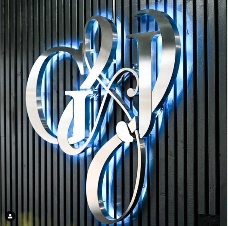 Office Logo Sign Backlit Logo Sign Silver Brushed and | Etsy