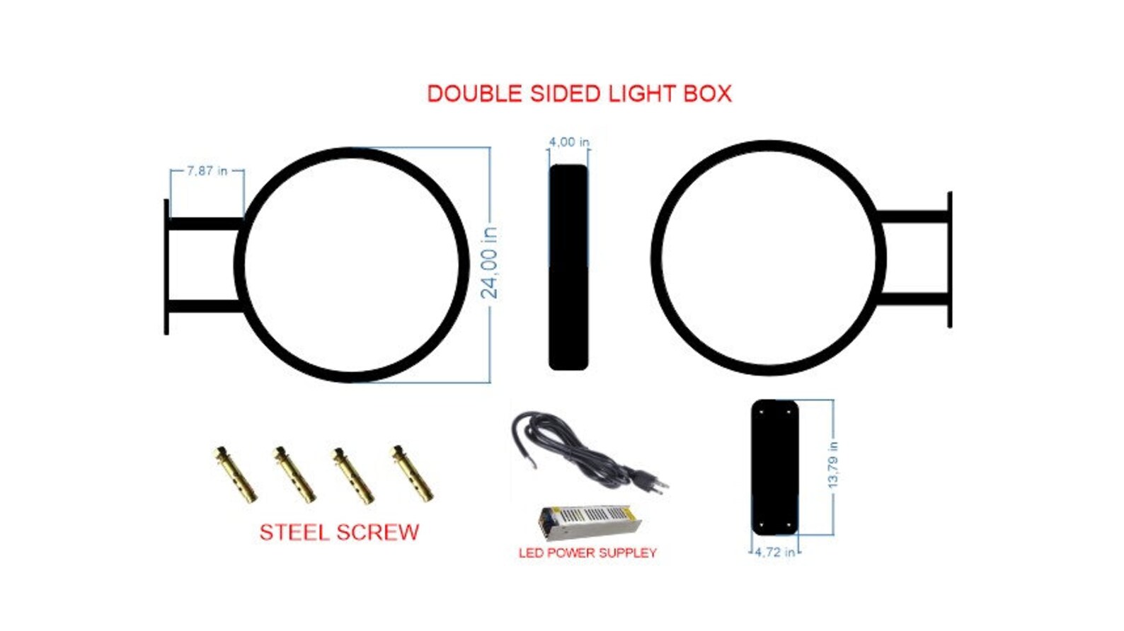 LED Blank Double Sided, Outdoor Projection, Light Box Round Advertising ...
