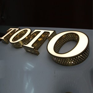Perforated Letters Business Outdoor Signs, Backlit Stainless Steel 3D ...