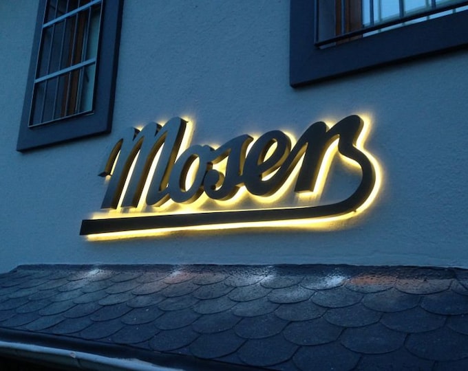 Custom LED Backlit Logo Sign: Brushed Metal & Acrylic, Office Decor ...