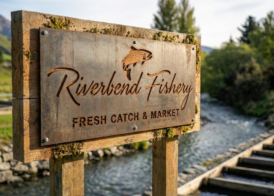 Custom Laser Cut Rusted Steel Sign, Business Logo or House Name, Fisher ...