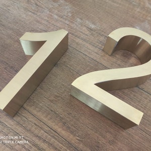 Stain Gold Brass Numbers, Metal House Gold Numbers, Floating Mount ...