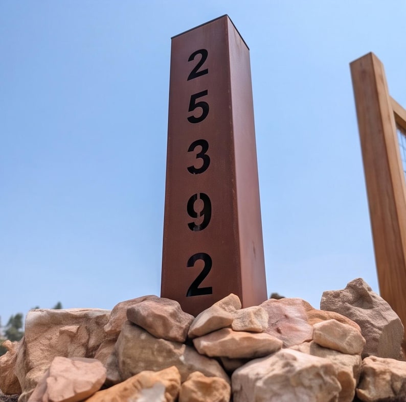 Solar LED Address Post, 3-sided Metal Yard Sign, Weather Resistant - Etsy