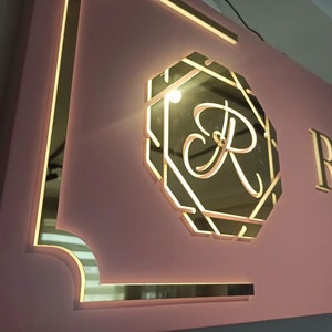 Backlit Laser Cut Metal Signs, Wall Led Signage, Reception Sign, Round ...