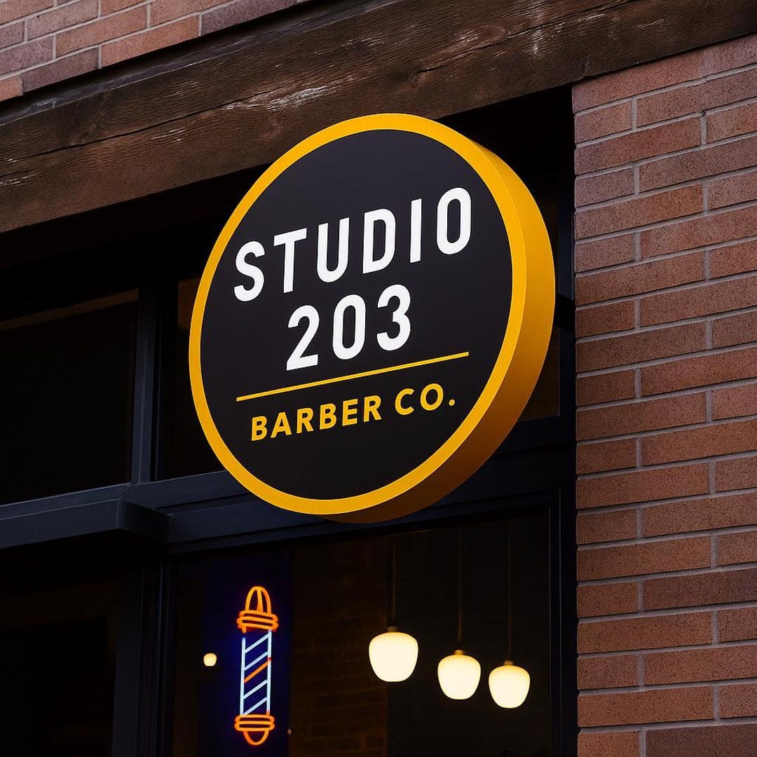 Custom Round Metal Logo Sign: Halo Illuminated LED, Weatherproof - Etsy
