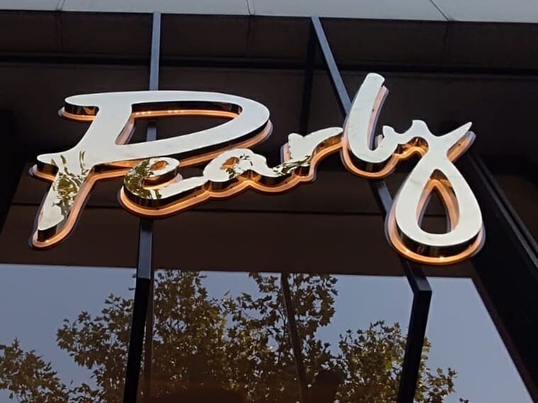 Custom LED Backlit Business Sign: 3D Stainless Steel Halo Lit Letters ...
