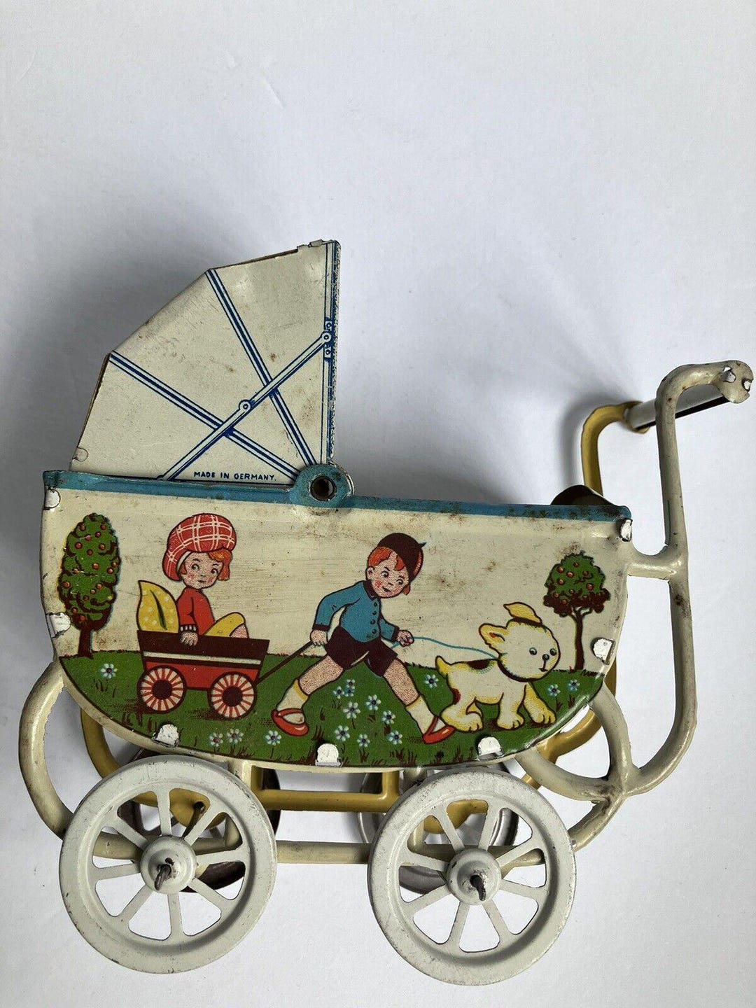 Antique German Ges Gesch Doll Pram/baby Carriage: Tin Lithograph - Etsy
