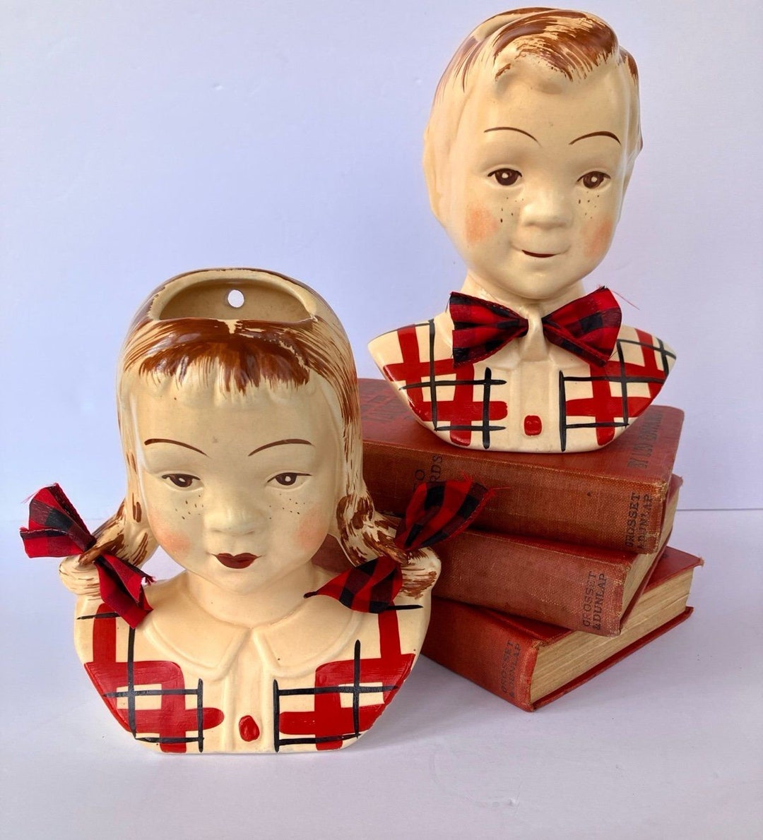 Vintage 1940s Wall Pocket Planters Twins Jean & Sandy Stanford Art ...