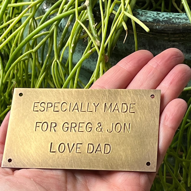 Aged Brass Nameplate Vintage Style, Hand Stamped Personalized ...