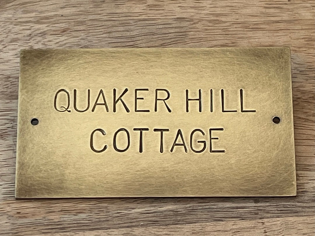 Aged Brass Nameplate: Hand-stamped Door Plaque With 2 Holes, Rustic ...
