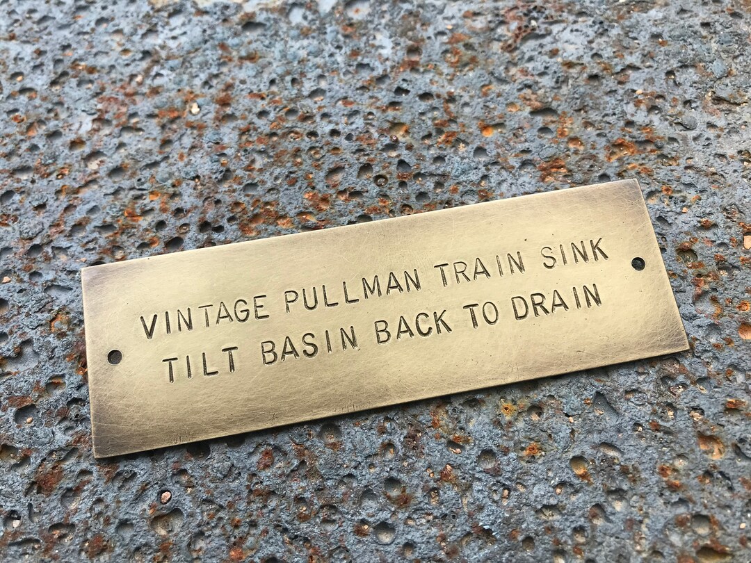 Hand Stamped Brass Nameplate: Vintage Style Custom Made Plaque With ...