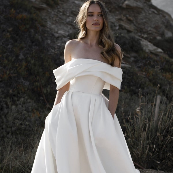 Off the Shoulder Wedding Dress - Etsy