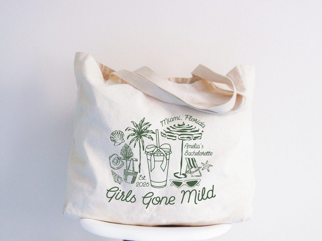 Custom Beach Bachelorette Tote Bag, Girls Gone Mild, Bridal Party Gift ...