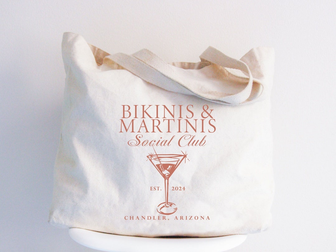Custom Pool Bachelorette Party Tote Bag, Bikinis and Martinis Tote ...