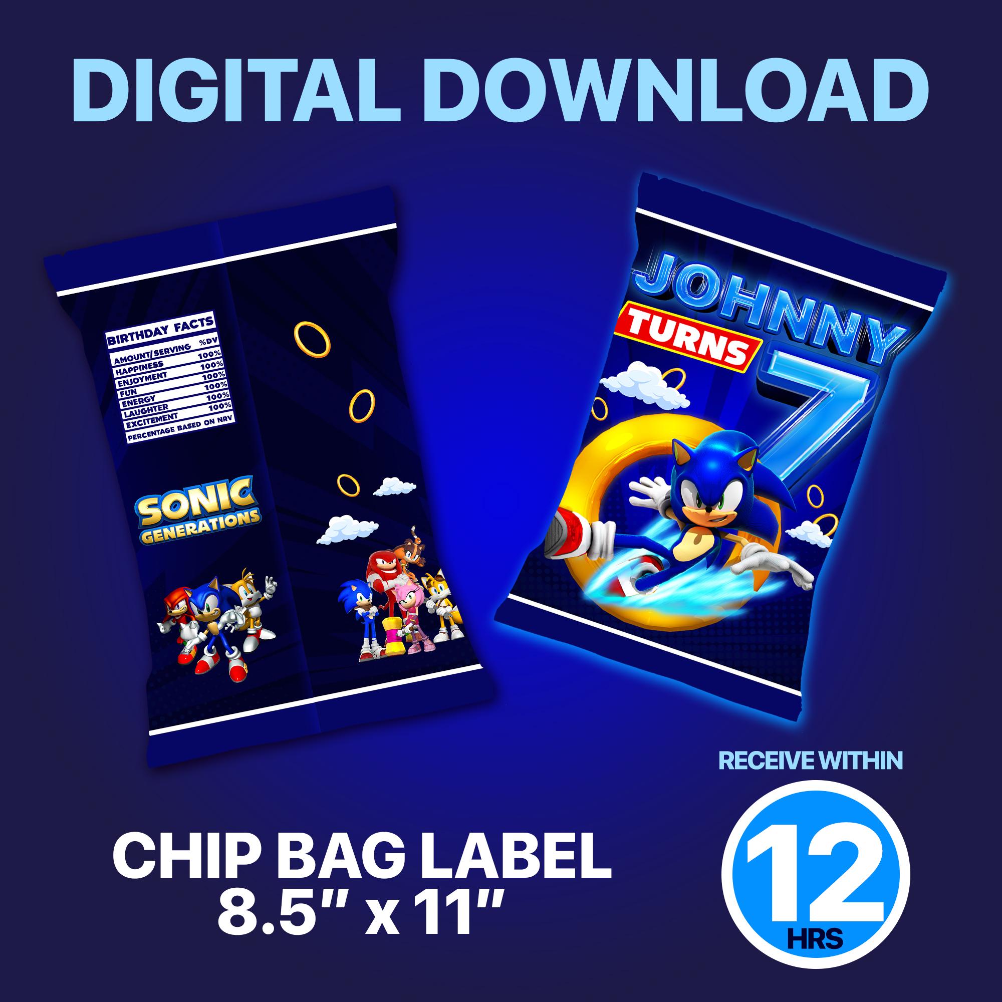 Blue Sonic Printable Party Favor | Birthday Labels | Boy Birthday Party ...