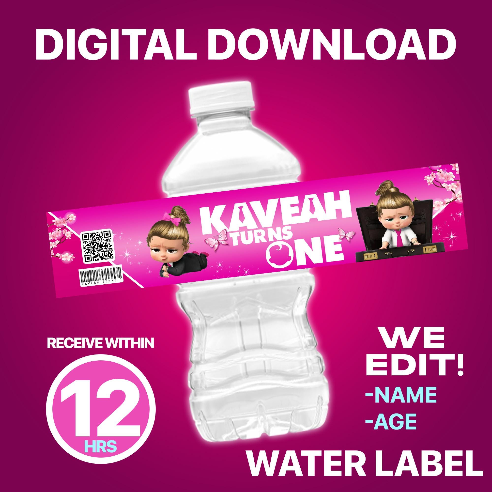 Girl Boss Baby Printable Party Favor | Birthday Labels | Girl Birthday ...