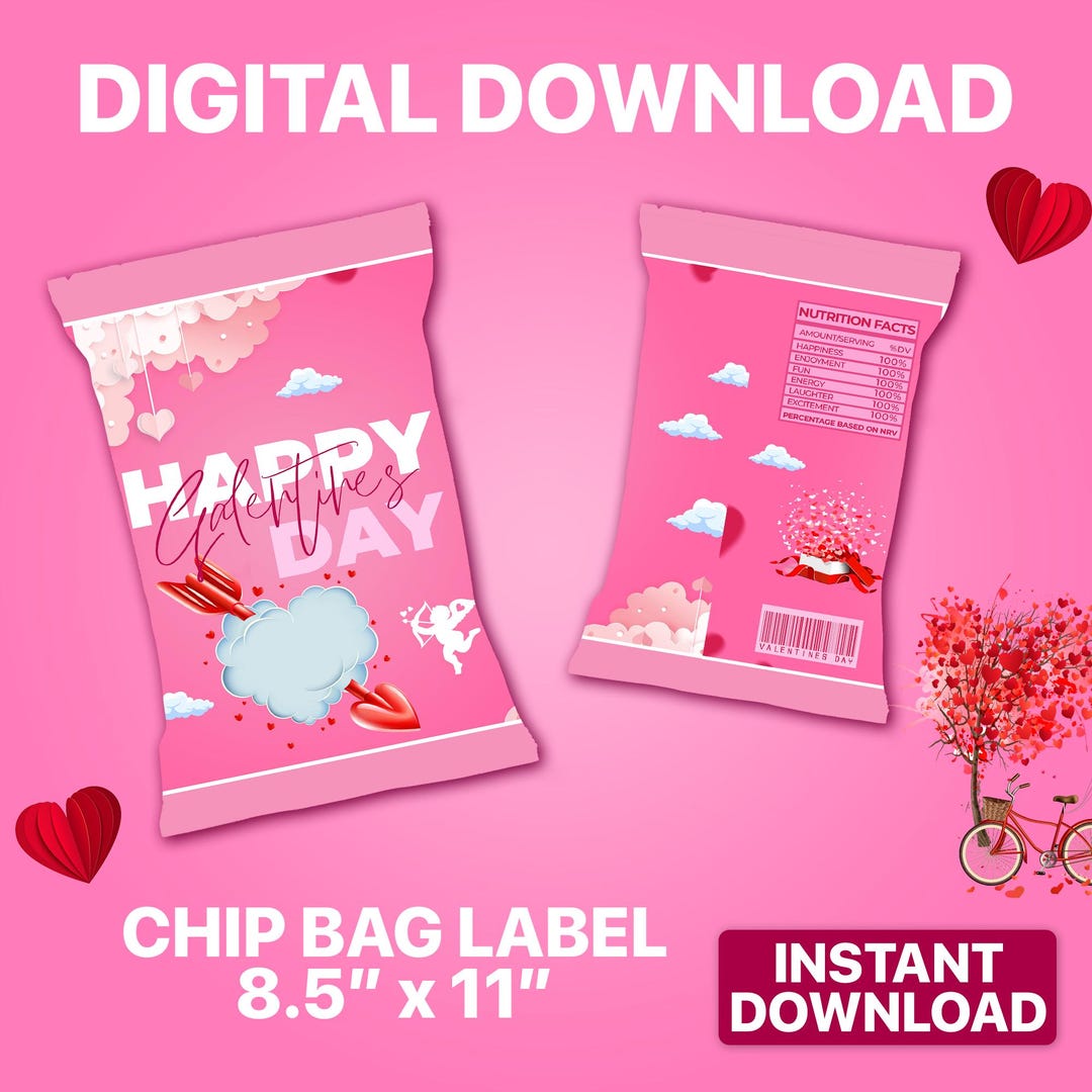Valentine's Day Chip Bag Label Galentine's Day Party Labels Instant ...