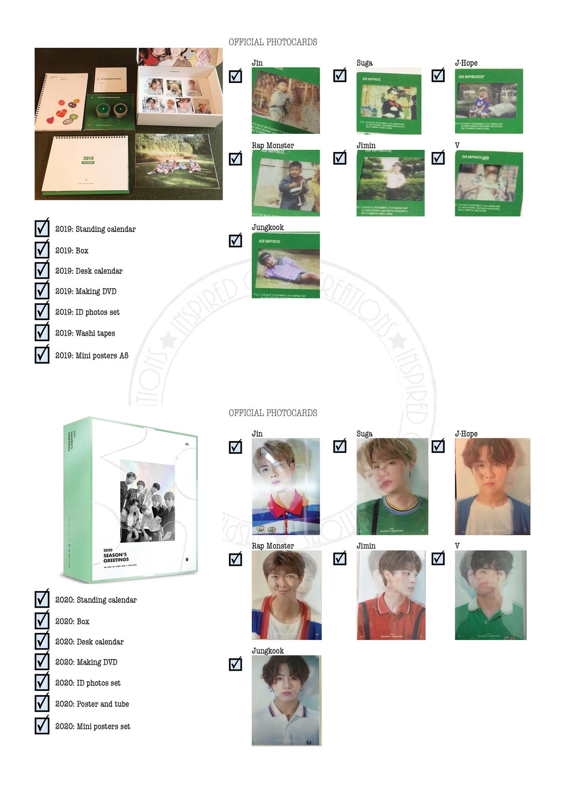 Full document: Checklist BTS albums and DVD boxes | Etsy