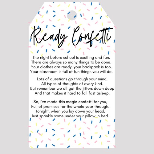 EDITABLE Back to School Ready Confetti Printable Night Before - Etsy