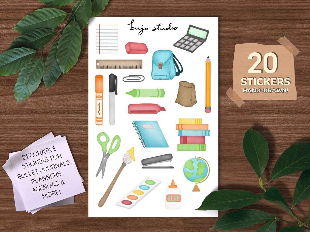 School Supplies Sticker Sheet Fun Teacher Decorative Set for Planners ...