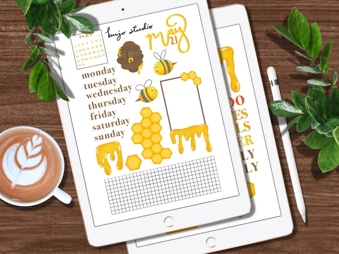 Mai 2021 Digitale Sticker Blätter Bienen und Honig Monats set zum ...