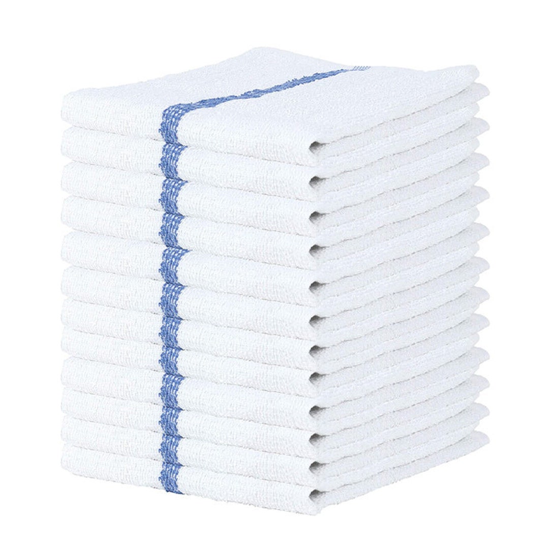 Bar Mop Towel 12-24 Pack Cleaning Kitchen Towels 16"x19" Cotton Blue ...