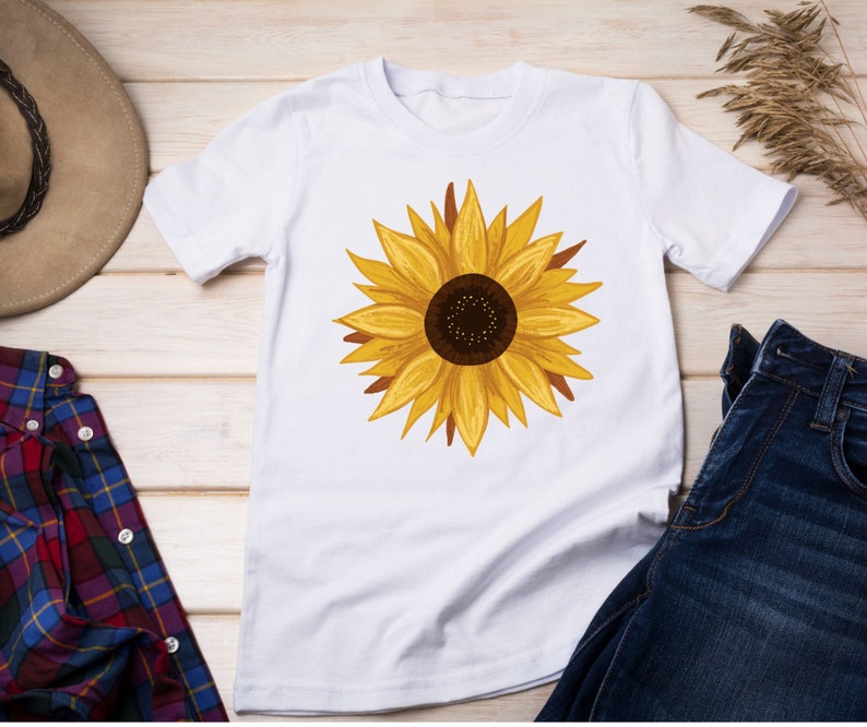 Rustic Sunflower PNG Hand Drawn Sun Flower Sunny Floral - Etsy