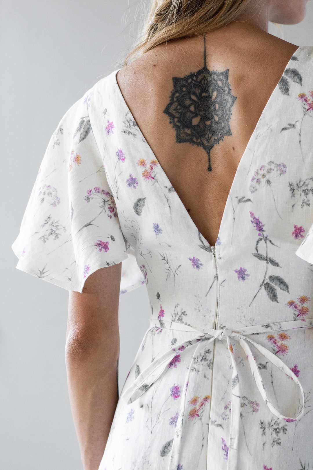 Linen Floral Wedding Dress Long Linen Dress Summer Wildflower - Etsy Canada