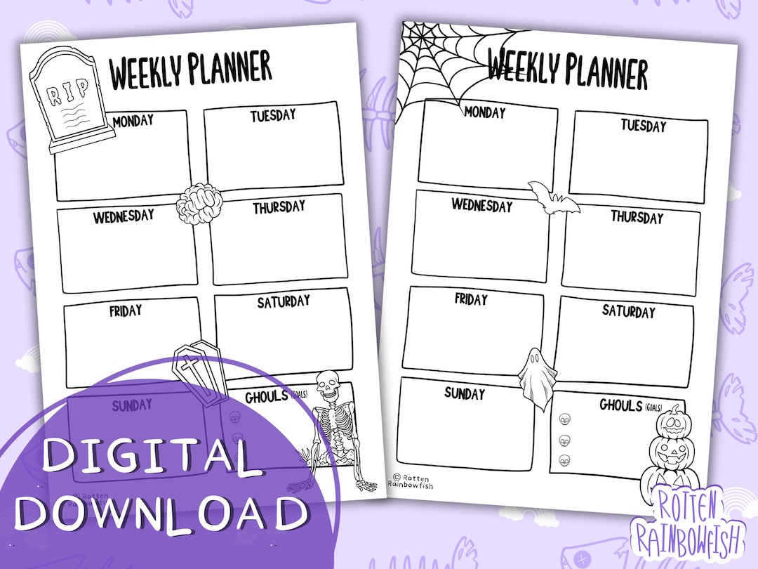 2 X PRINTABLE Digital Download Colour Your Own Planner Pages ...