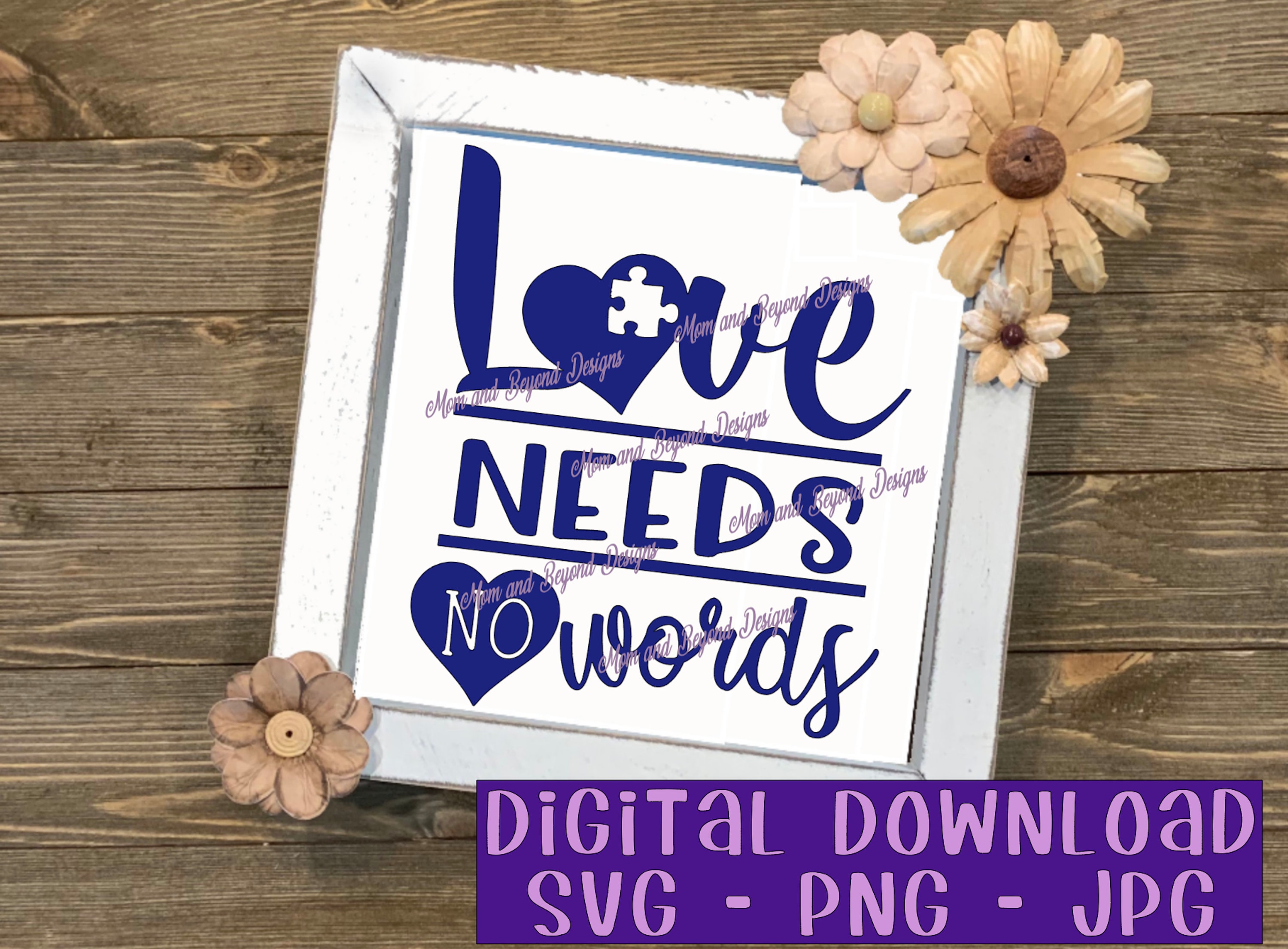 Love Needs No Words SVG PNG JPG jpeg / Autism Awareness Cut | Etsy