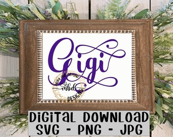 Gigi Heart Script SVG Gigi Svg Instant Download PNG DXF - Etsy