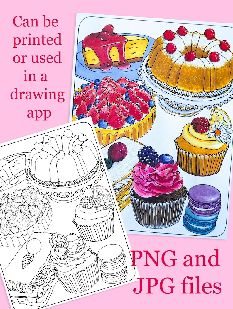 Sweet Treats Printable Coloring Pages 5 Pages of Cookies, Candy, and ...