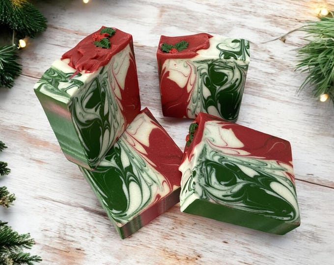 Happy Holly Days Soap-christmas Soap, Holiday Bar Soap, Pine Scented ...