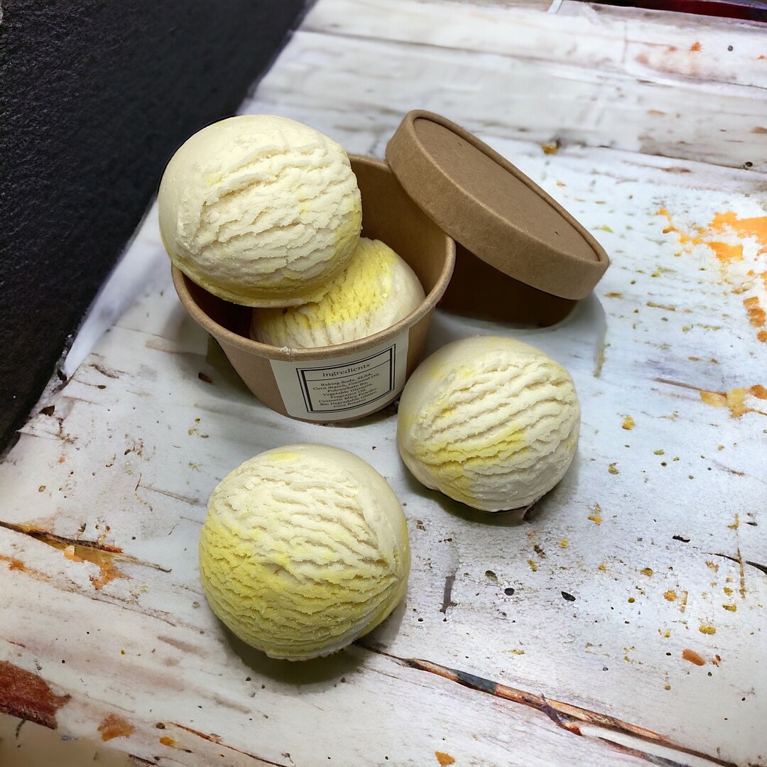 Citrus Cream Dream Bubble Scoops-lemon Lime Scented Solid Bubble Bath, Bath Bomb Alternative ...